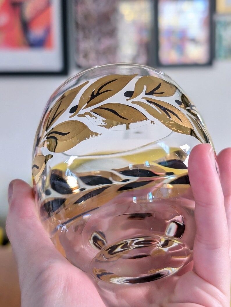 Vintage Federal Laurel Leaf Roly Poly Glasses, Various Sized, Black ...