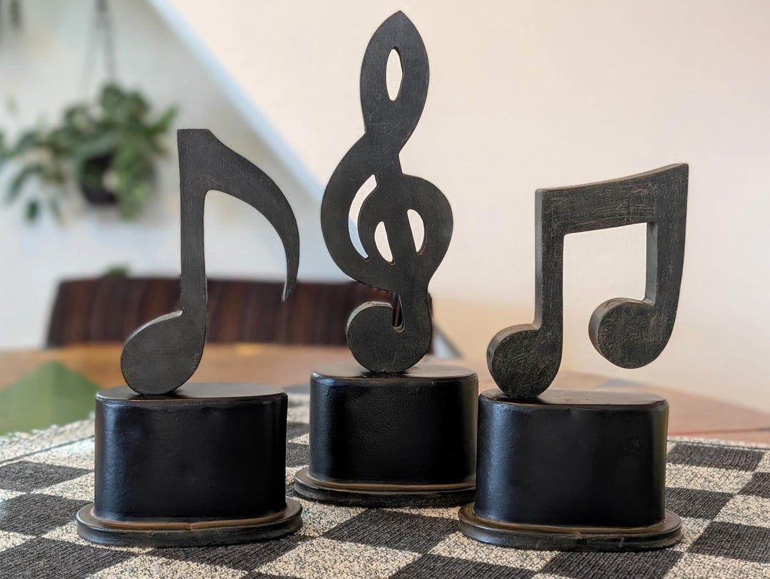 Music Note Figurines, Statues, Black Paint, Musical Decor, Treble Clef ...
