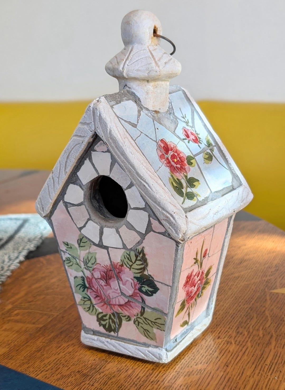 Handcrafted Decorative Mosaic Bird House Ceramic Tile Art, Garden Decor ...