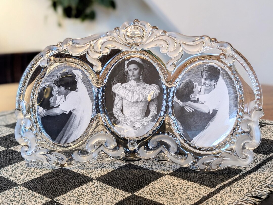 Vintage Mikasa Wedding Glass Picture Frame, Crystal Glass Clear Picture ...