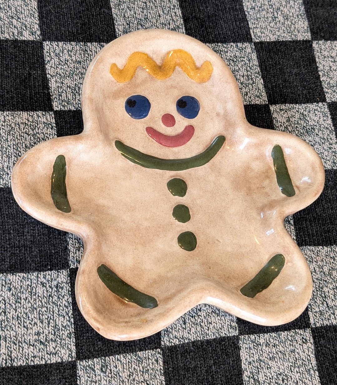 Vintage 80's 10" Ceramic Gingerbread Man Tray Plate Beige Christmas ...