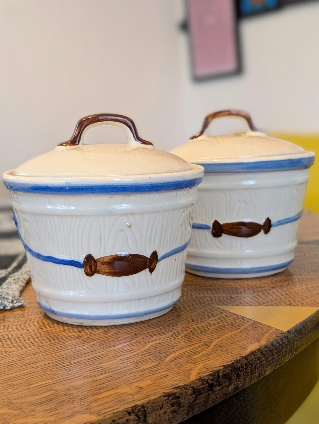 Vintage Shawnee Pottery Barrel Shaped Crock Grease Buckets With Lid ...