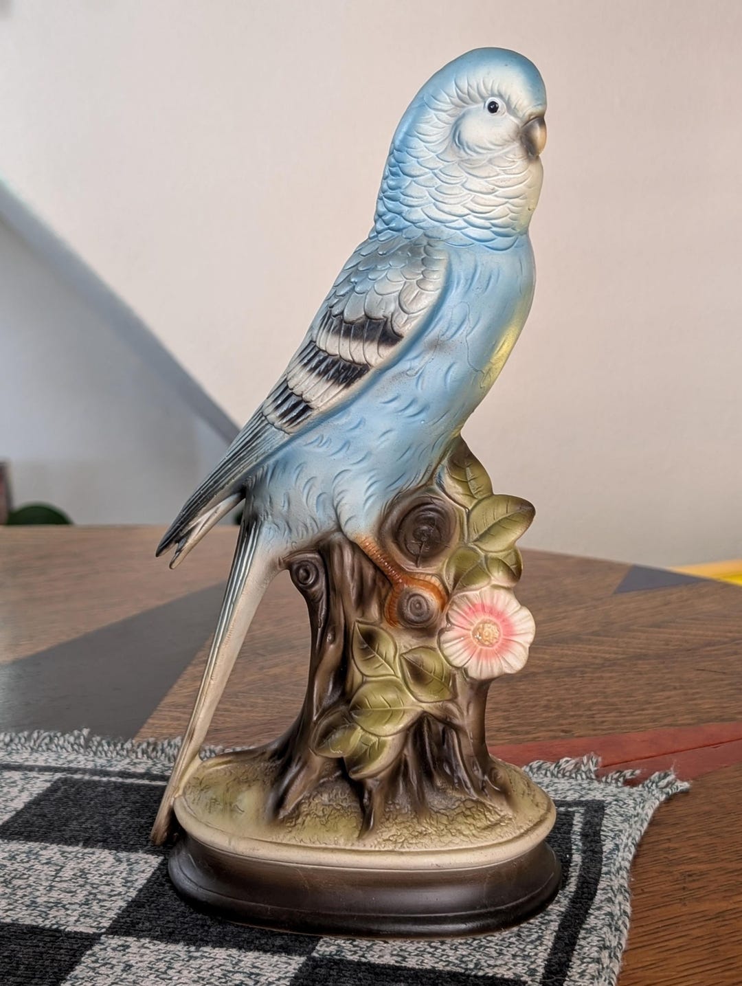 Vintage MCM Japanese Parakeet Statue Figurine, Porcelain Bird, Blue ...