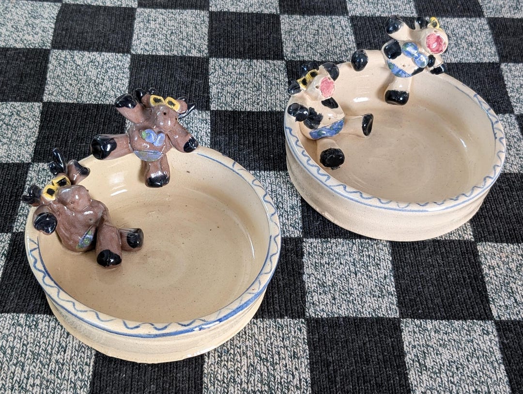 Handmade Ceramic Bowls, Moose and Cows, Bikini, Pool, Funny/cute Gift ...