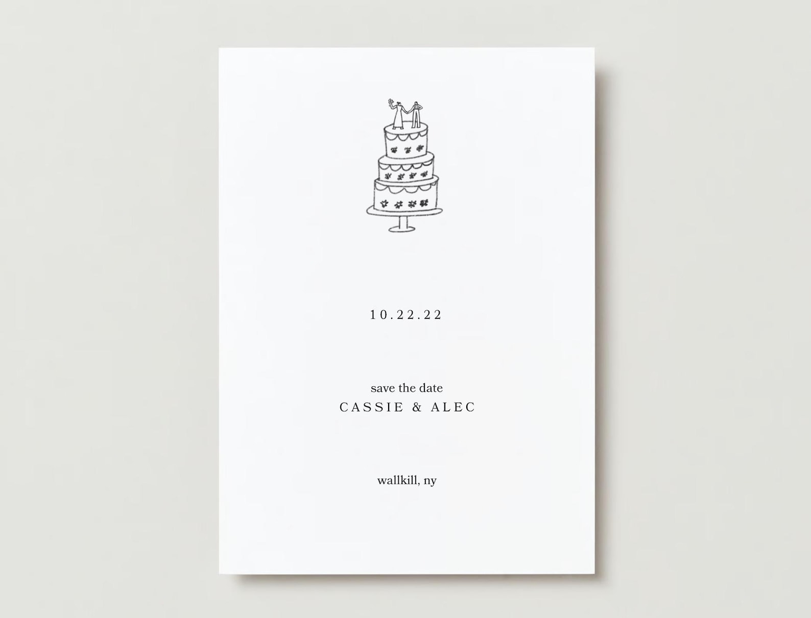 Simple Wedding Cake Save the Date Handdrawn Template - Etsy