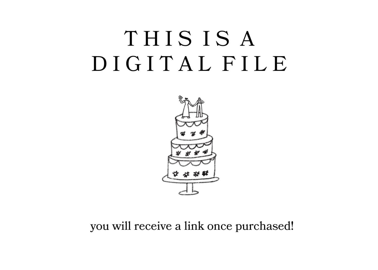 Simple Wedding Cake Save the Date Handdrawn Template - Etsy