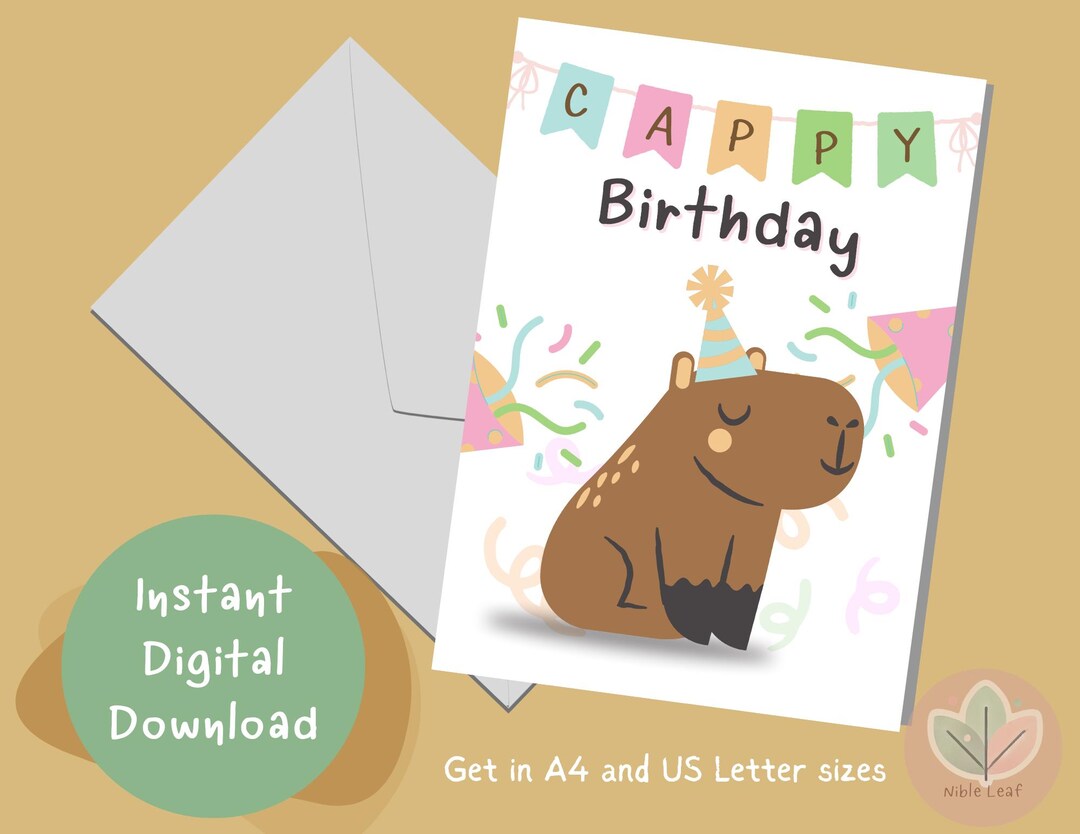 Cappy Birthday | Greeting Card | Witty Card | Happy Birthday | Capybara ...