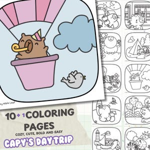 Capy's Day Trip Coloring Book Adult Kids Cute and Cozy Stress Relief ...