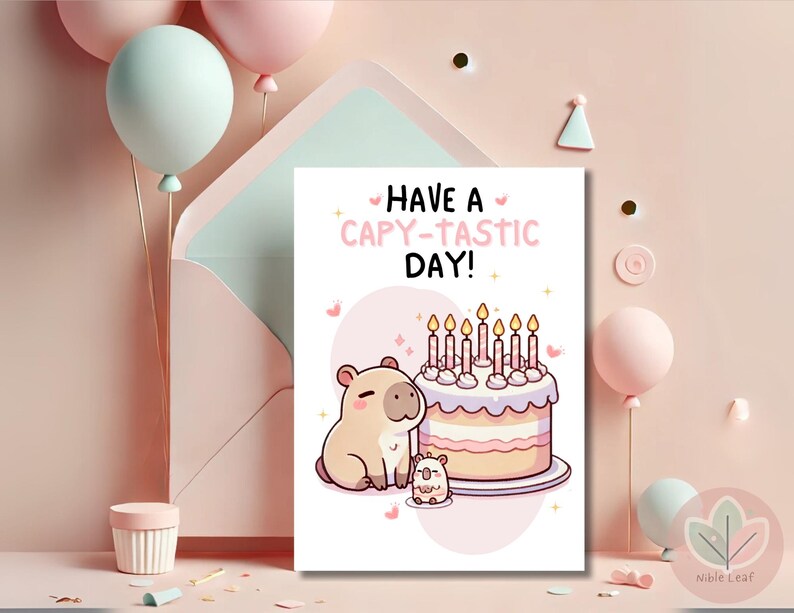 Capybara Birthday Greeting Card | Digital | Printable | Have a Capy ...