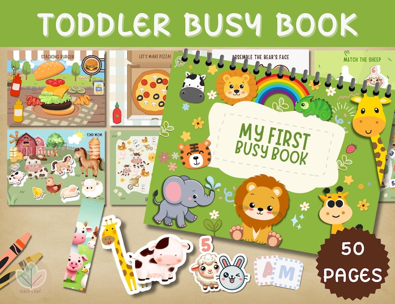 50 Page My First Busy Book | Toddlers Activity Book | Printable ...