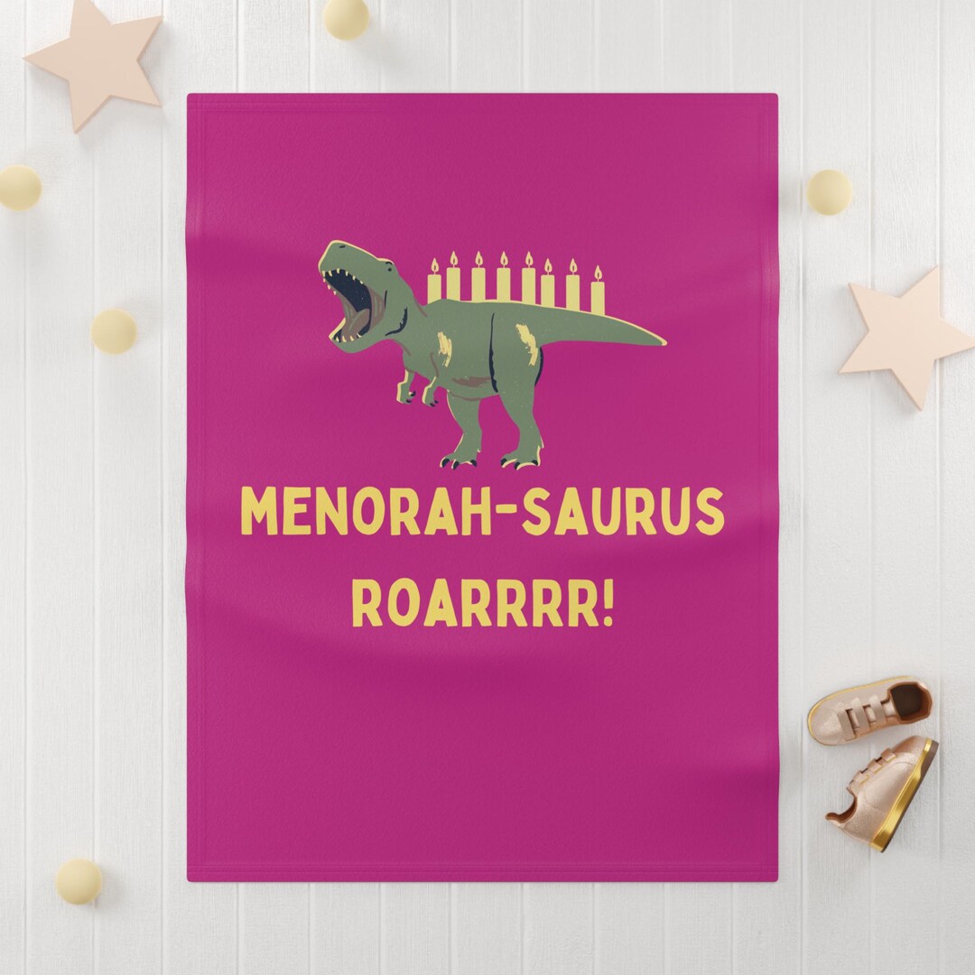 Menorah-saurus Roar Soft Fleece Baby Blanket for Hanukkah - Etsy