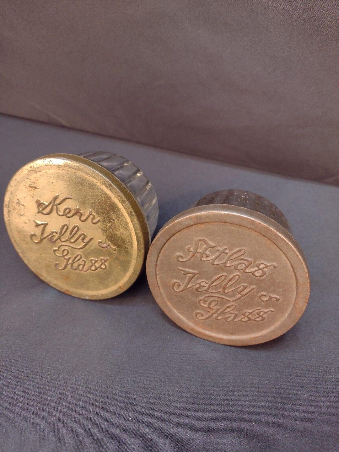 Vintage HAZEL ATLAS / KERR Pair of Glass Jelly Jars With Metal Lids - Etsy