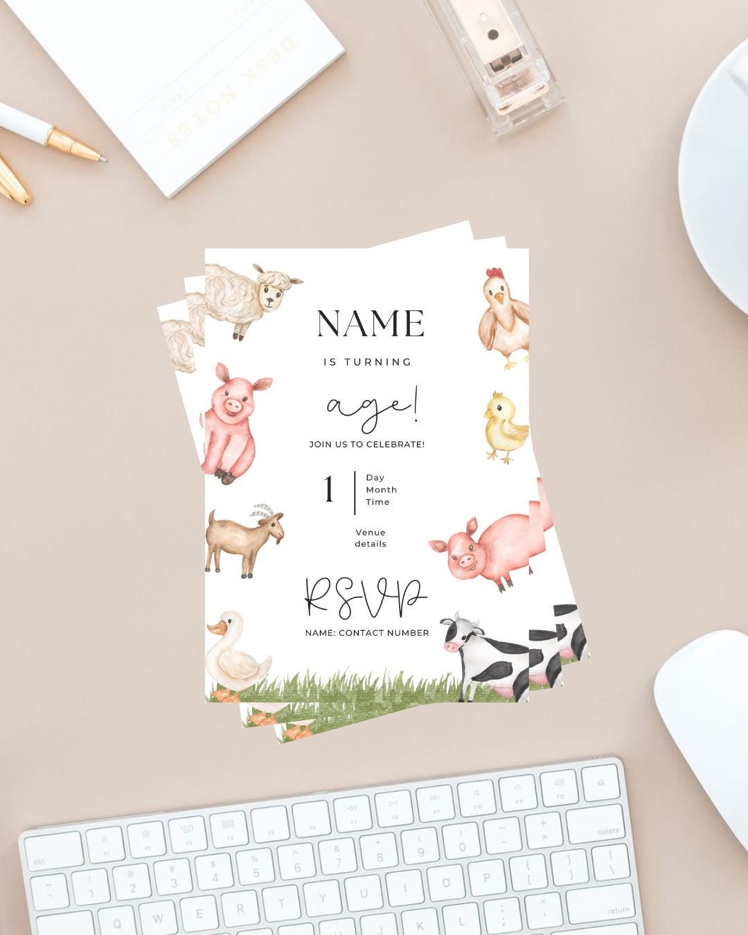 Farm Animal Birthday Party Invitation - Etsy