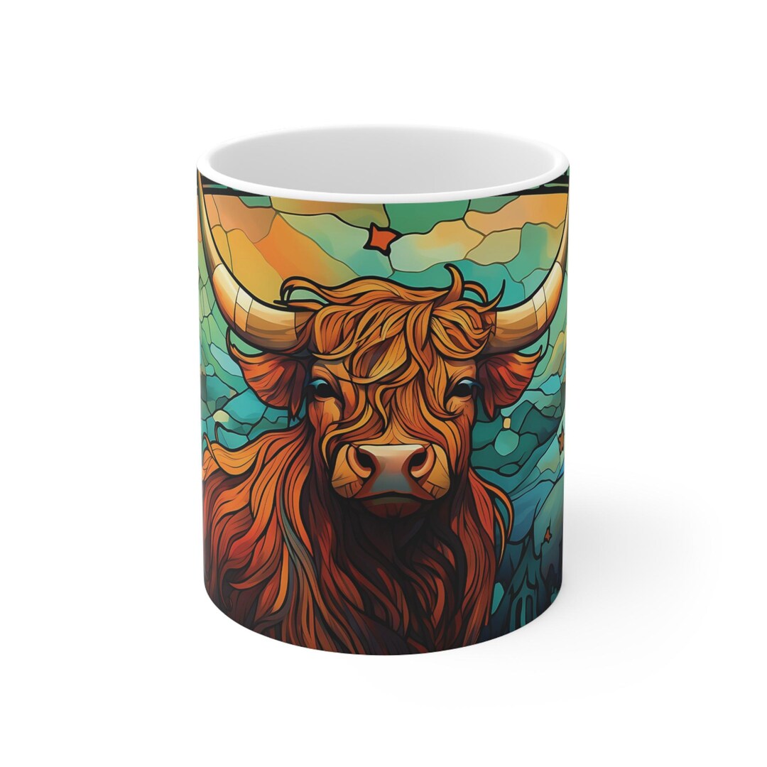 Highland Cow Ceramic Mug: Farmhouse Kitchen Decor - Etsy