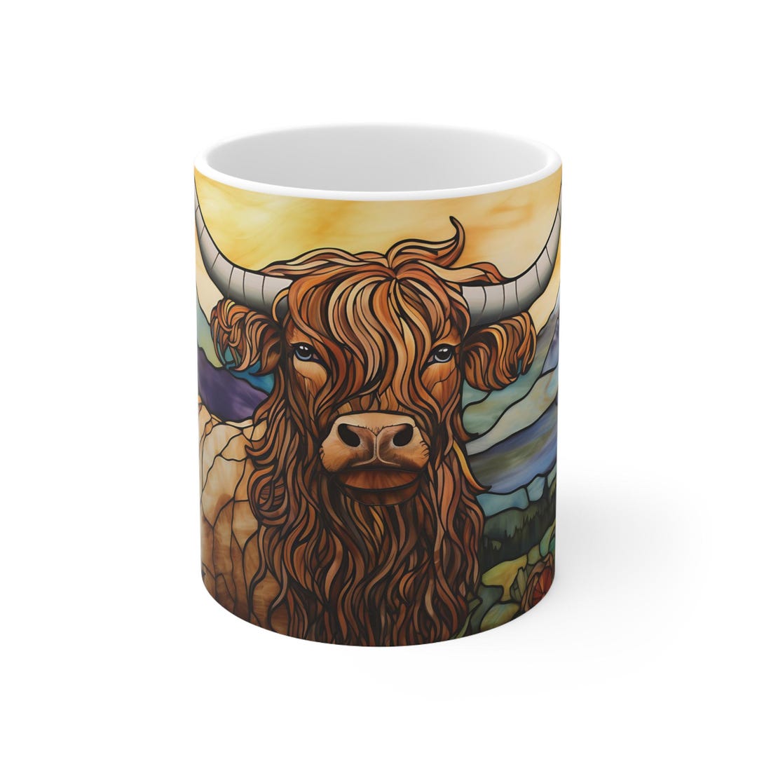 Highland Cow Ceramic Mug: Farmhouse Kitchen Decor - Etsy