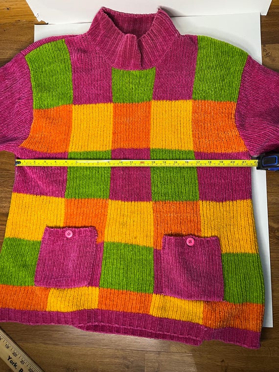 Vintage granny square colorblock knit sweater with la… - Gem