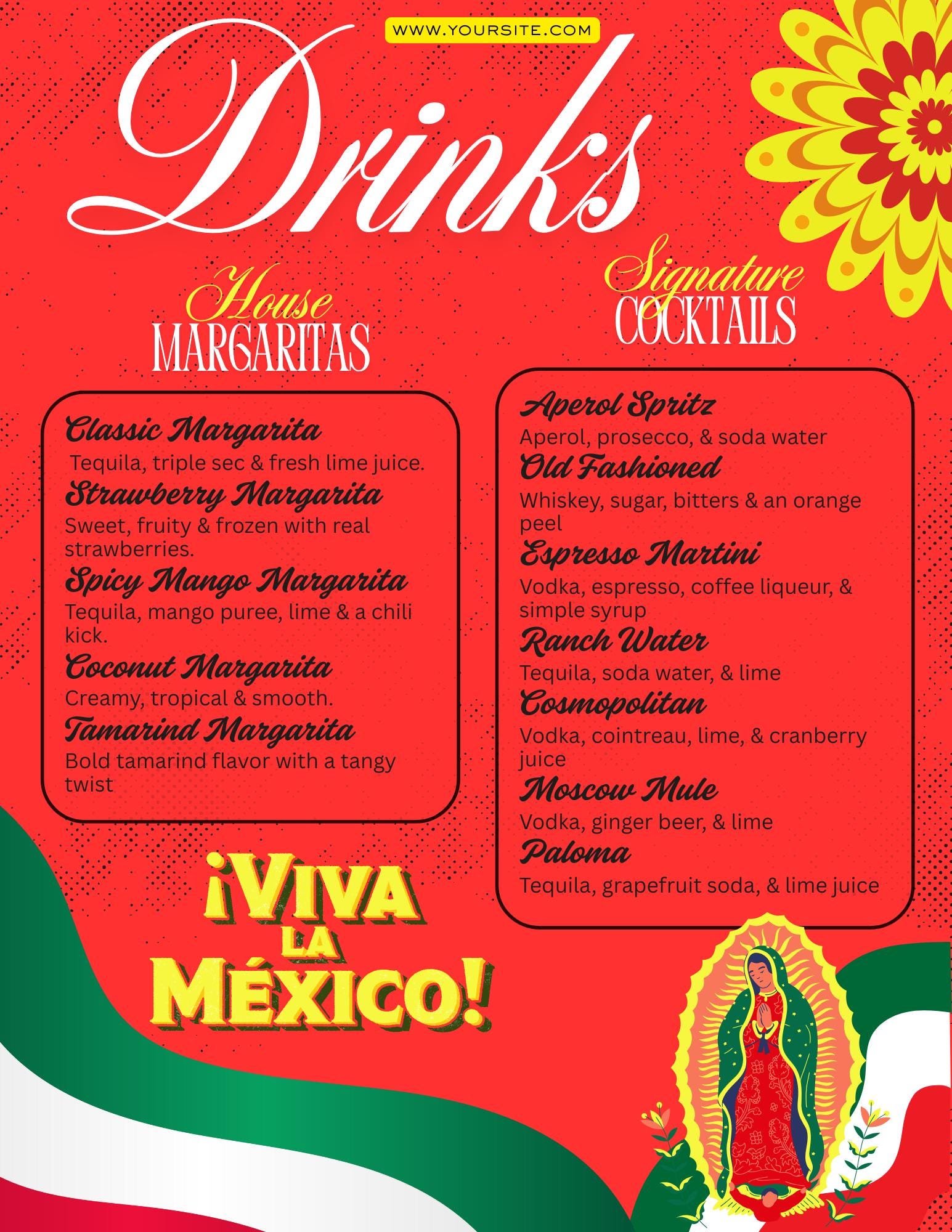 Mexican Drink Menu Template | Digital Margarita & Cocktail Menu ...