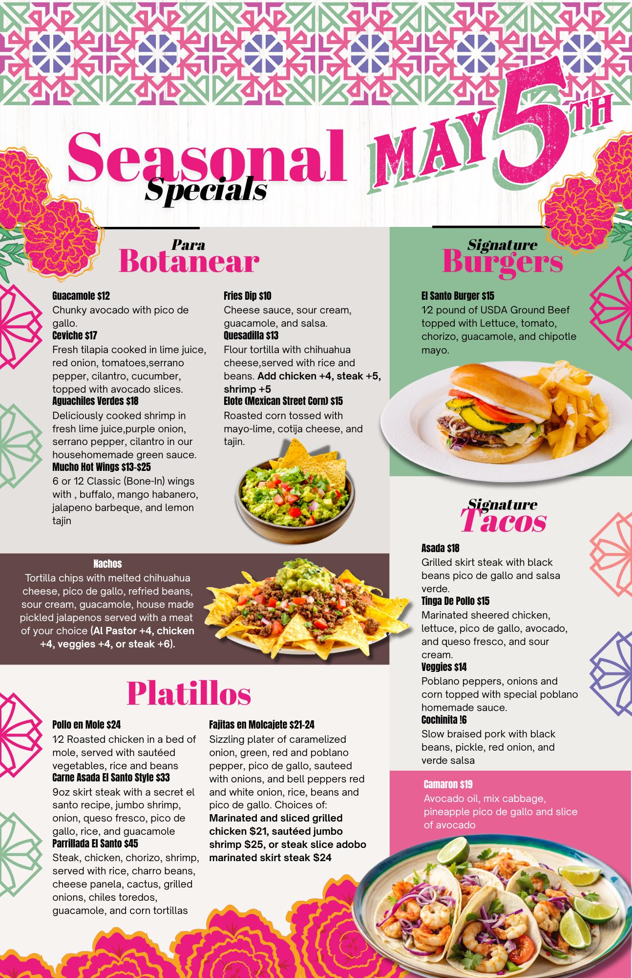 Editable Cinco De Mayo Taco Menu Template 11x17 | Mexican Fiesta Menu ...