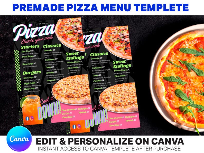 Editable Pizza Menu Template | Printable Pizza Menu | Canva Restaurant ...
