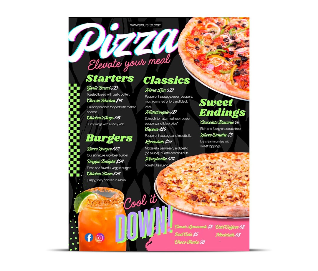 Editable Pizza Menu Template | Printable Pizza Menu | Canva Restaurant ...