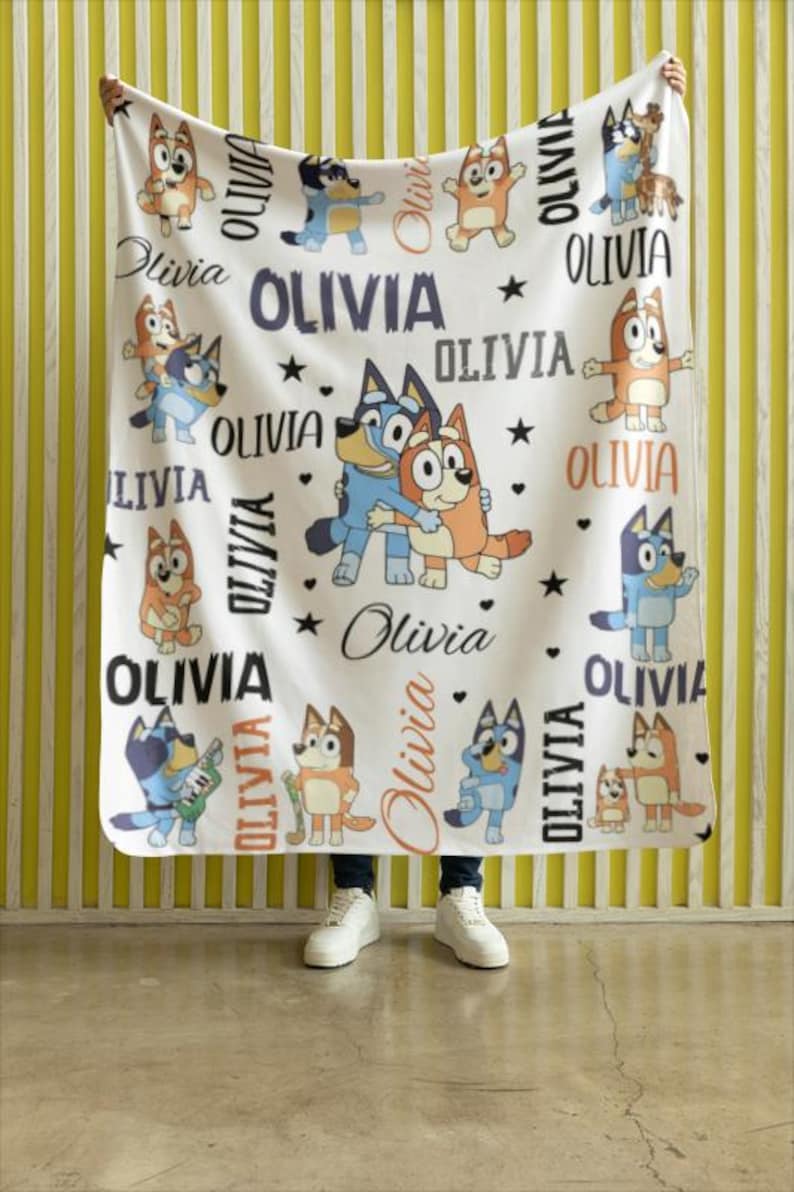 Personalized Bluey Blanket | Plush Throw for Kids | Baby Blanket Gift ...