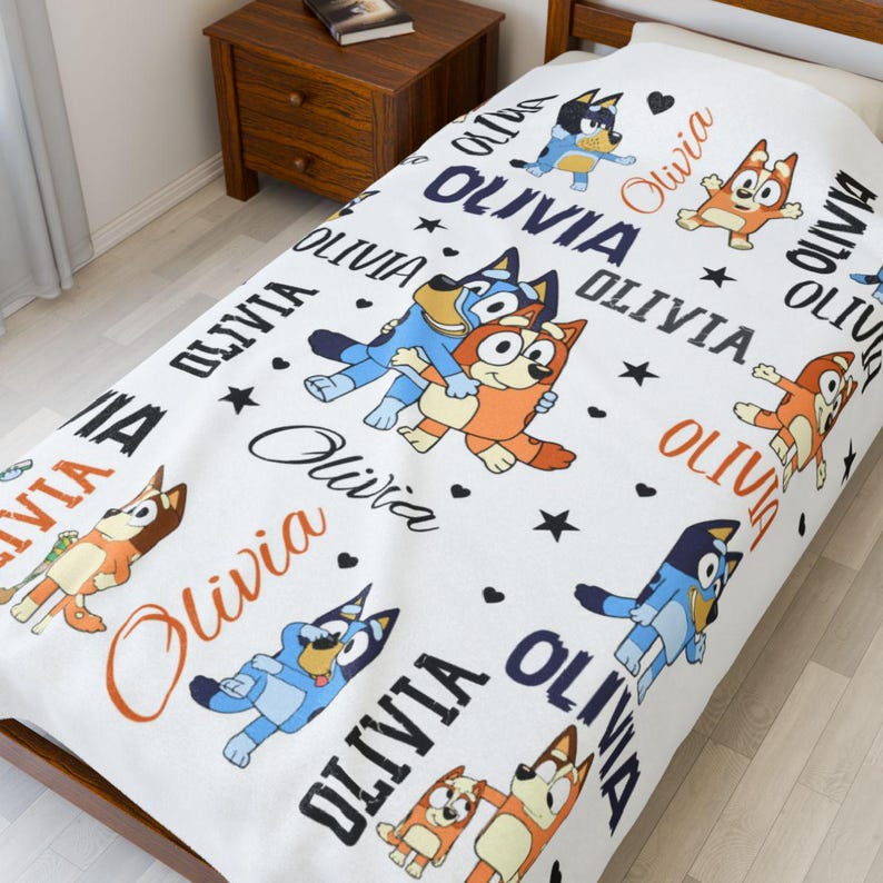 Custom Bluey Blanket | Plush Throw for Kids | Baby Blanket Gift | Bluey ...
