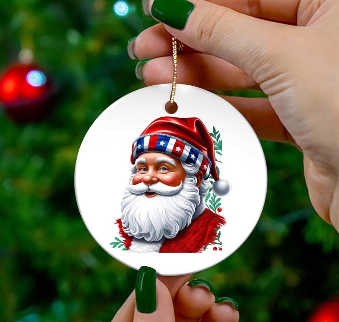MAGA Santa Trump Ceramic Ornament, 2024 President Trump Christmas Decor ...