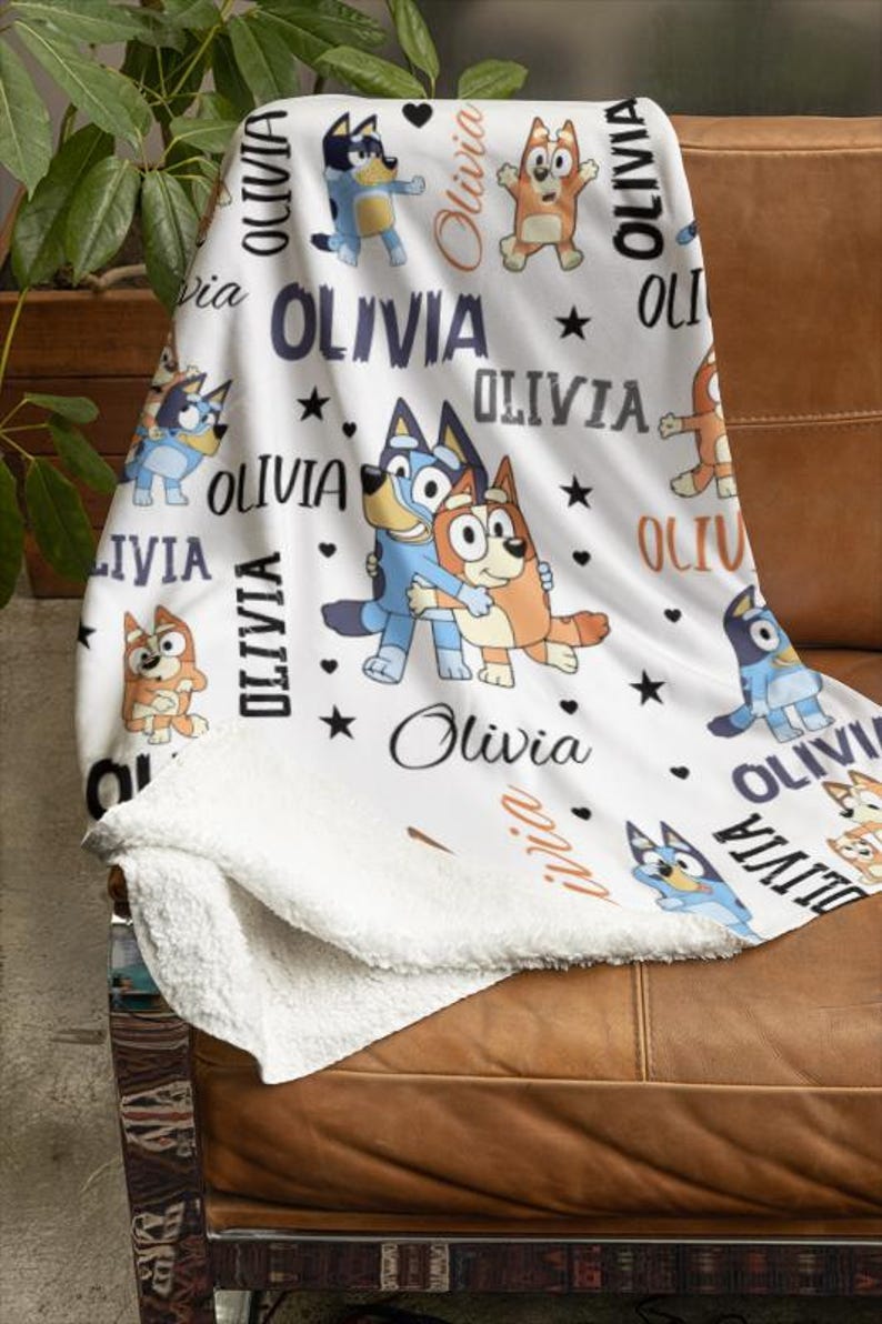 Custom Bluey Blanket | Plush Throw for Kids | Baby Blanket Gift | Bluey ...
