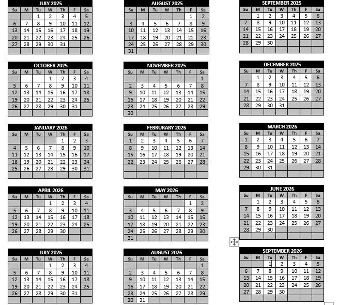 2025 JULY-2026 SEP Customizable Innovative School Calendar - Etsy