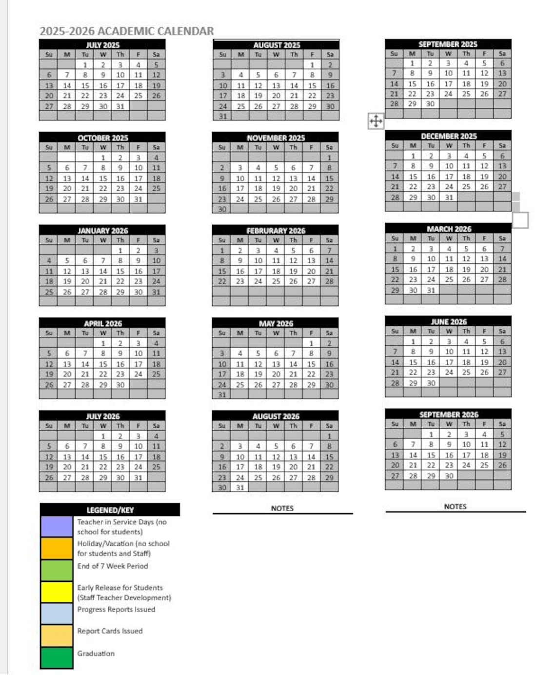 2025 JULY-2026 SEP Customizable Innovative School Calendar - Etsy