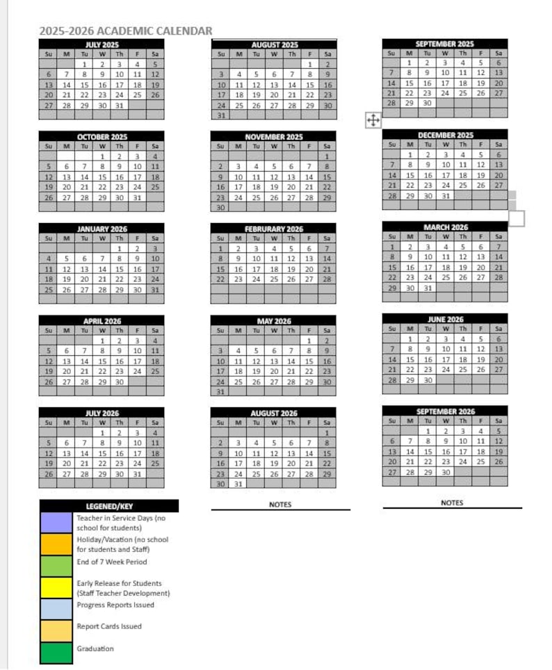 2025 JULY-2026 SEP Customizable Innovative School Calendar - Etsy