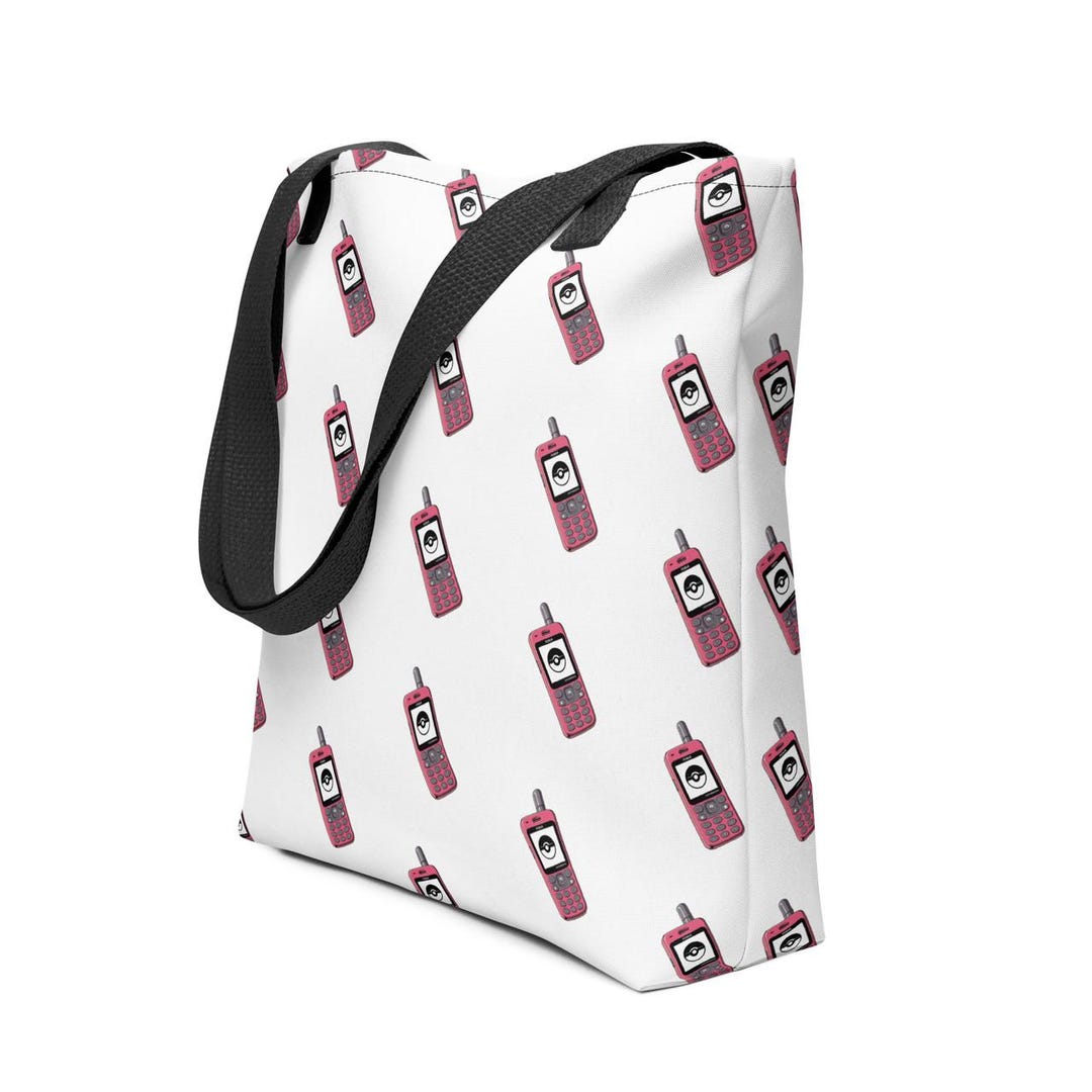 Pokia Retro Pattern Tote Bag Pokémon Poké Ball Design With Retro Phones ...