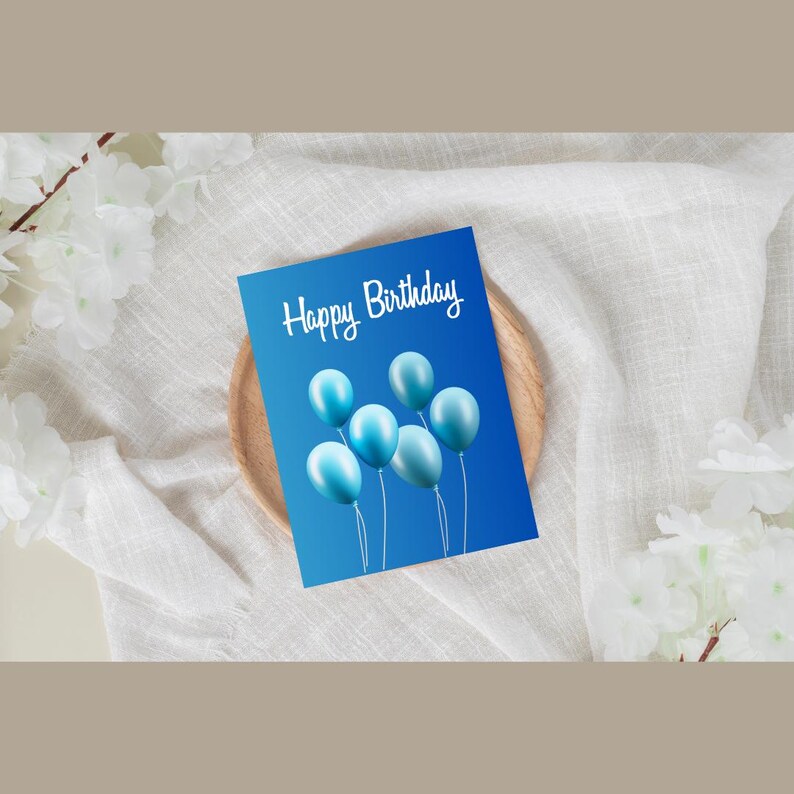Happy Birthday Balloon Card -DIGITAL Download - Printable PDF Colorful ...