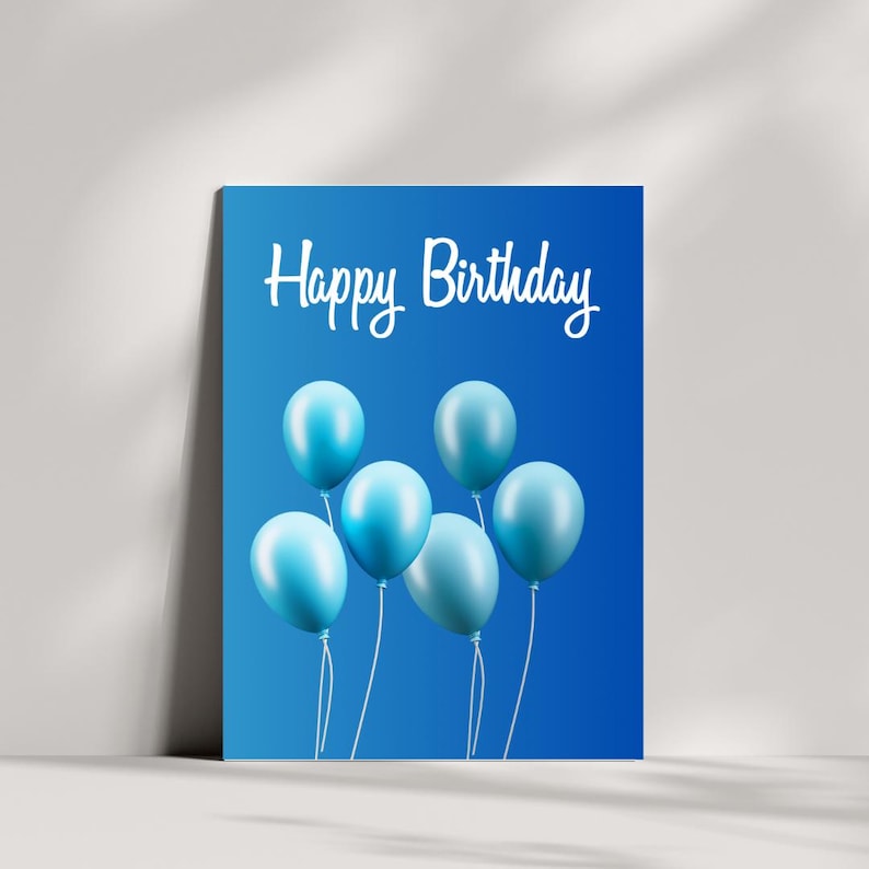 Happy Birthday Balloon Card -DIGITAL Download - Printable PDF Colorful ...