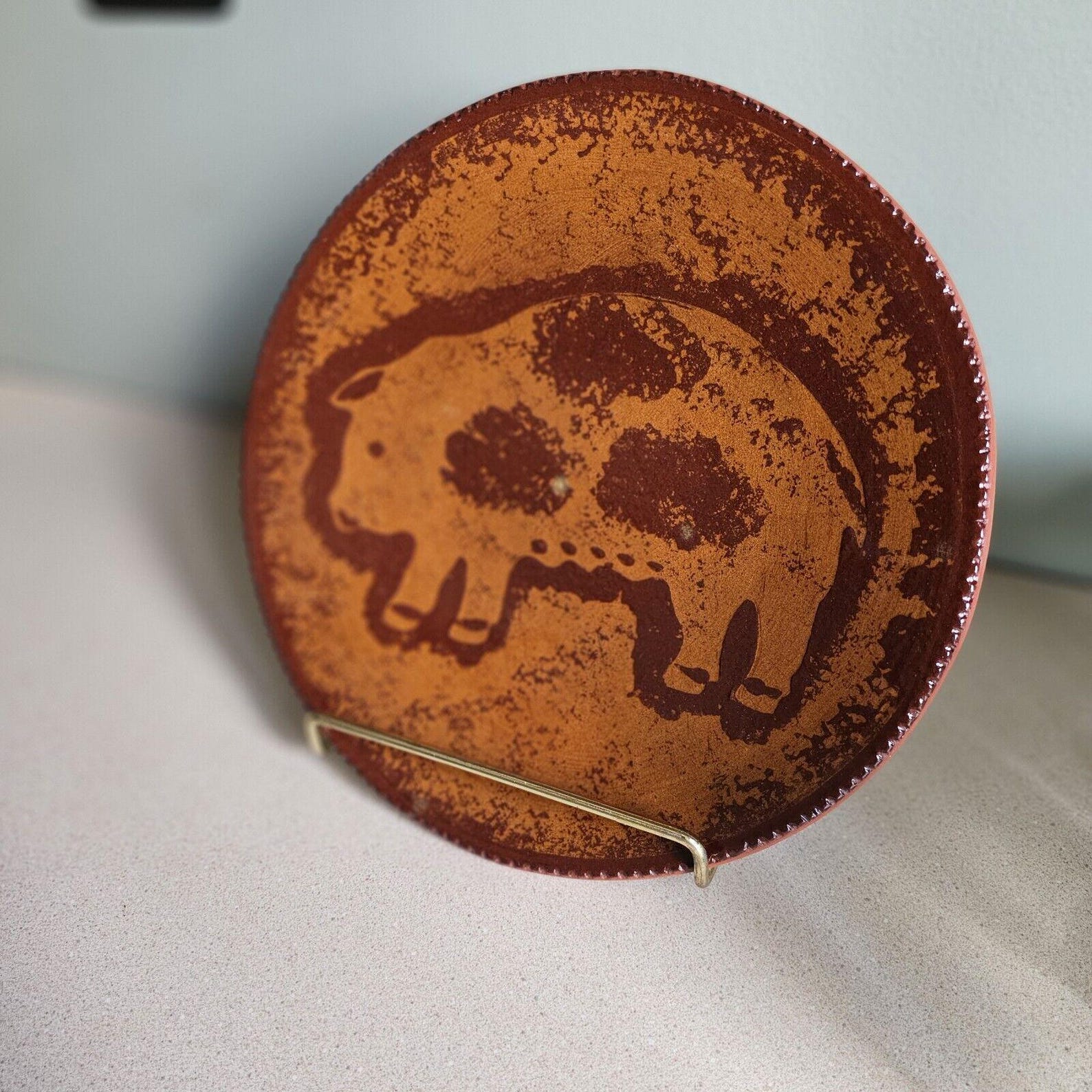 Signed Ned Foltz Redware Pottery Pig 9 Plate 87 Vintage Unique - Etsy