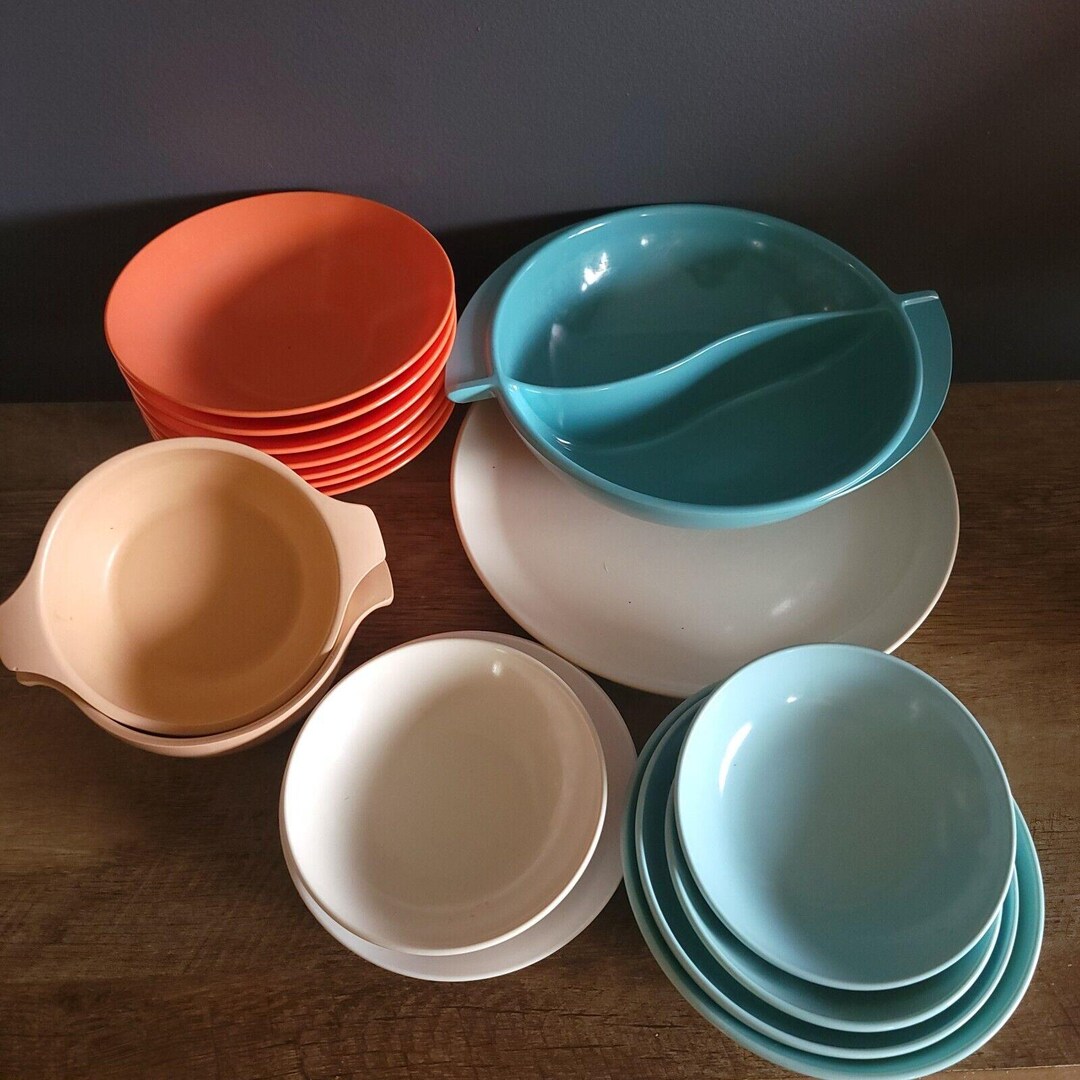 20 Vintage Boonton Windsor Stetson Water Town Bowls Plates Melamine ...