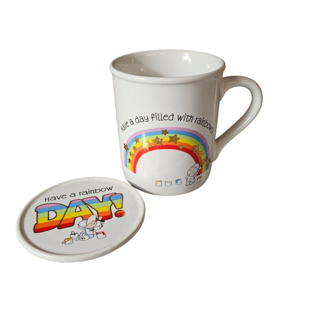 Vintage Rainbow MUG MATES Lidded Coffee Mug Have A Rainbow Day PRIDE - Etsy