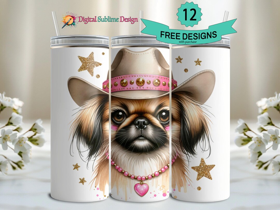 Pekingese Tumbler Wrap PNG Pekingese Dog 20oz Skinny Tumbler ...