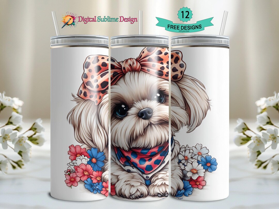 Maltese Tumbler Wrap PNG Maltese Png Maltese Dog Png Puppy Png 20oz ...