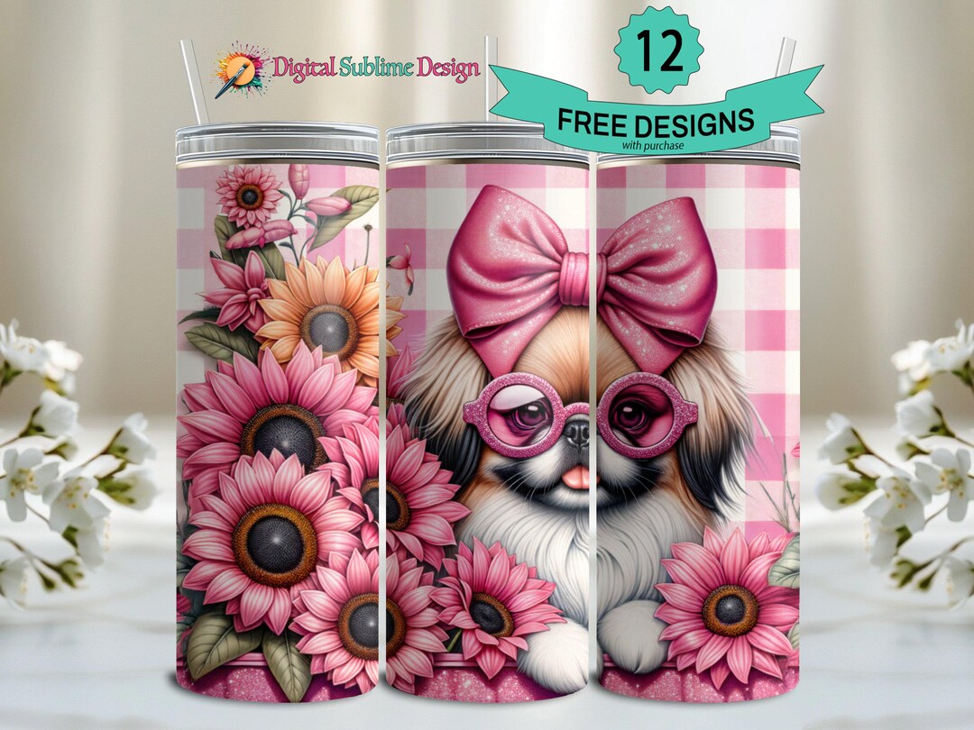 Pekingese Tumbler Wrap PNG Pekingese Dog 20oz Skinny Tumbler ...