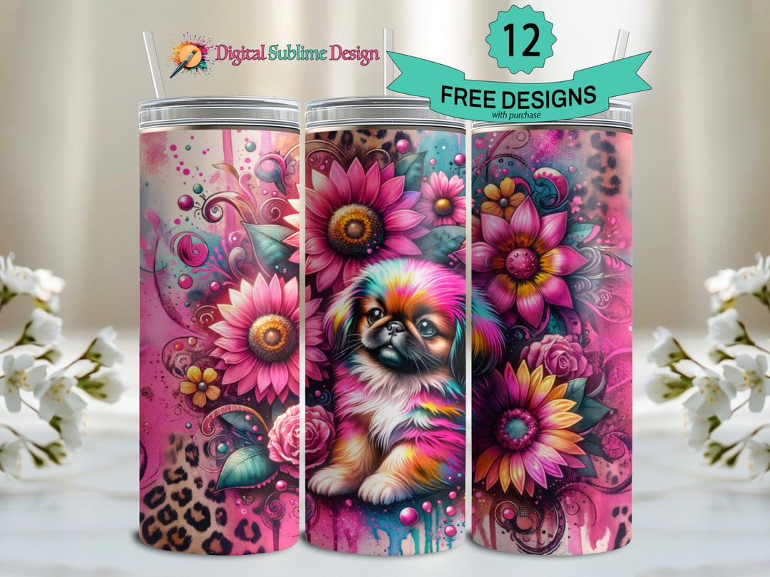 Pekingese Tumbler Wrap PNG Pekingese Dog 20oz Skinny Tumbler ...