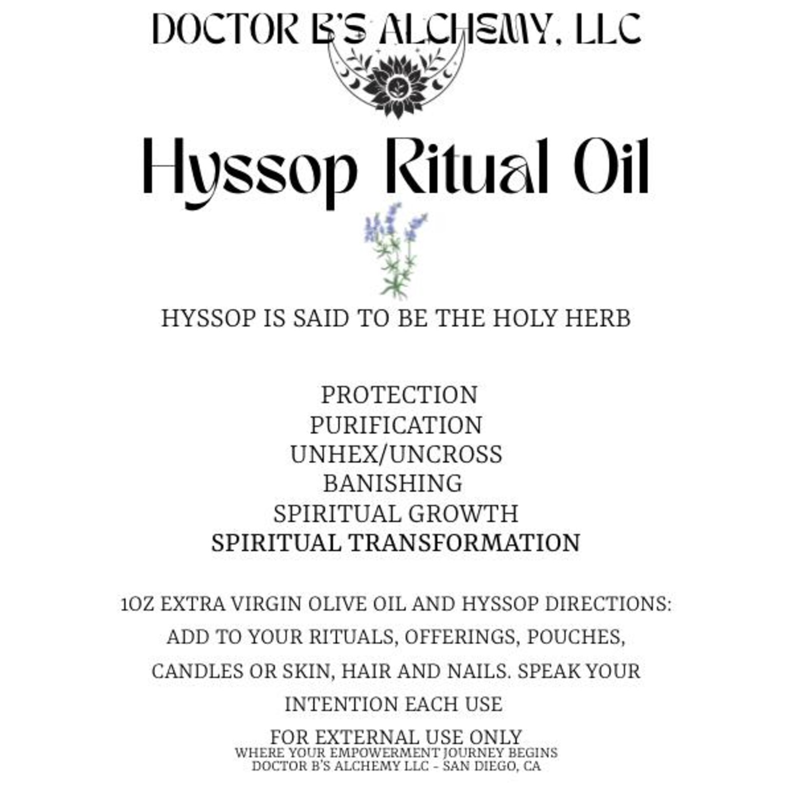 Hyssop Ritual Oil- the Holy Herb for Protection, Purification ...
