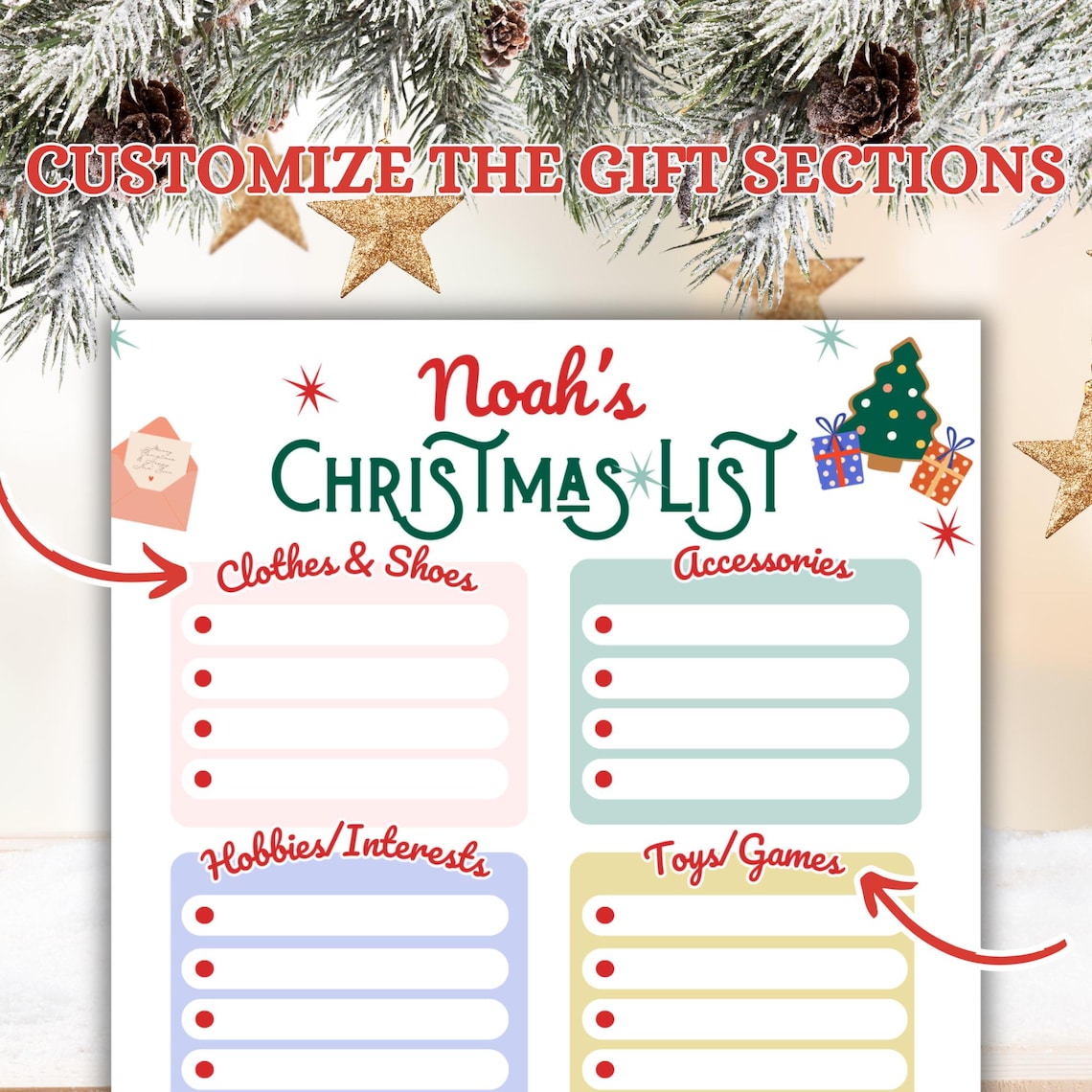 Personalized Christmas Gift List Printable- Made in Canva- Customize ...