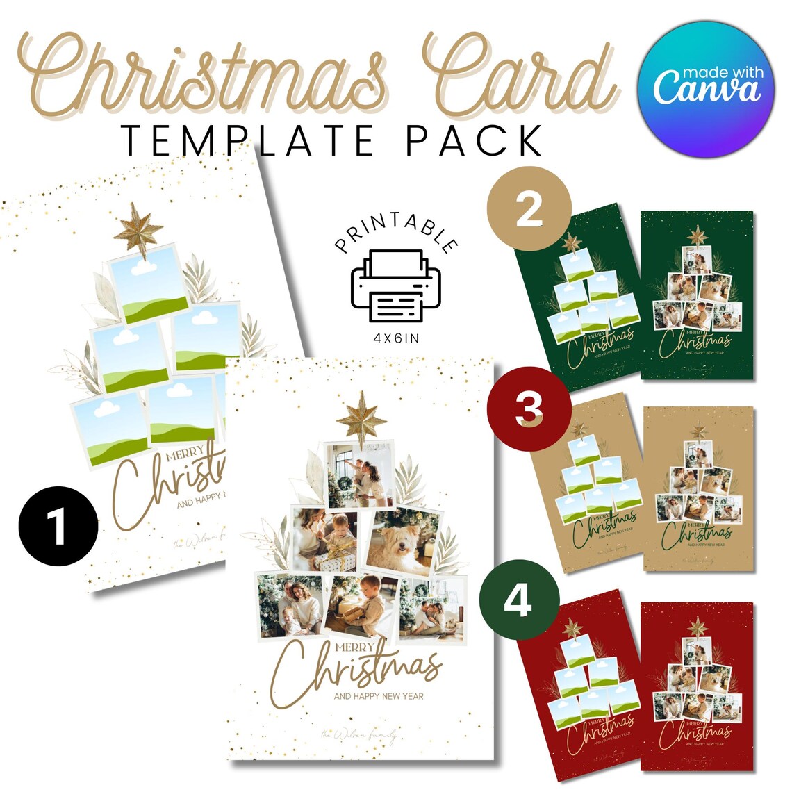 Personalized Christmas Card Bundle | Photo Collage | Holiday Card ...