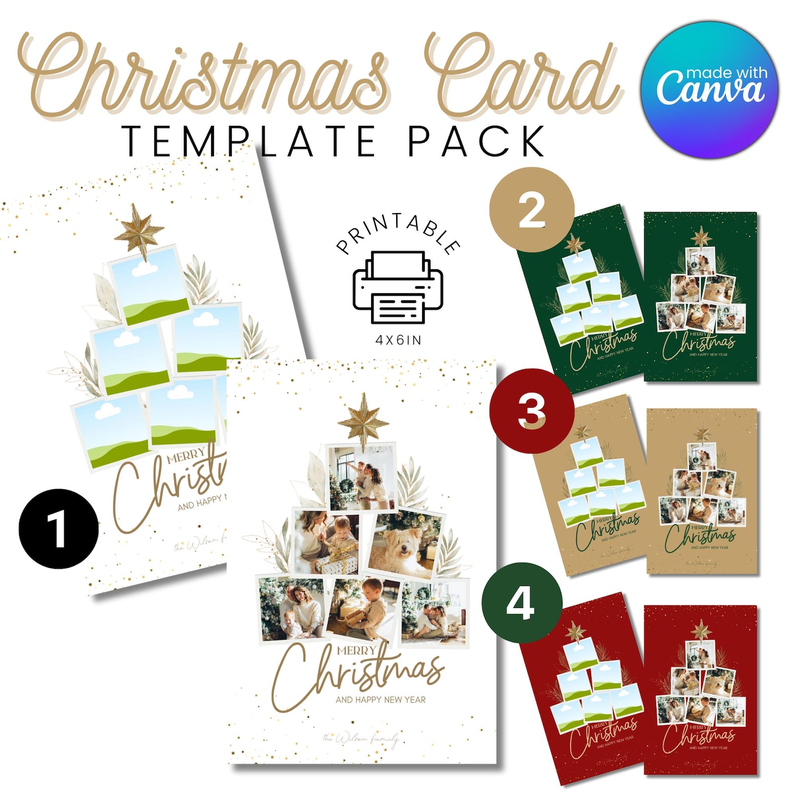 Personalized Christmas Card Bundle | Photo Collage | Holiday Card ...