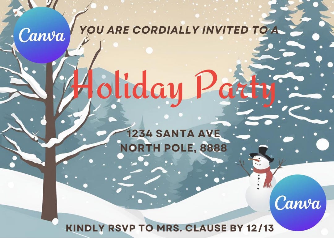 EDITABLE CANVA Holiday Party Invite Christmas Party Invite Work Company ...