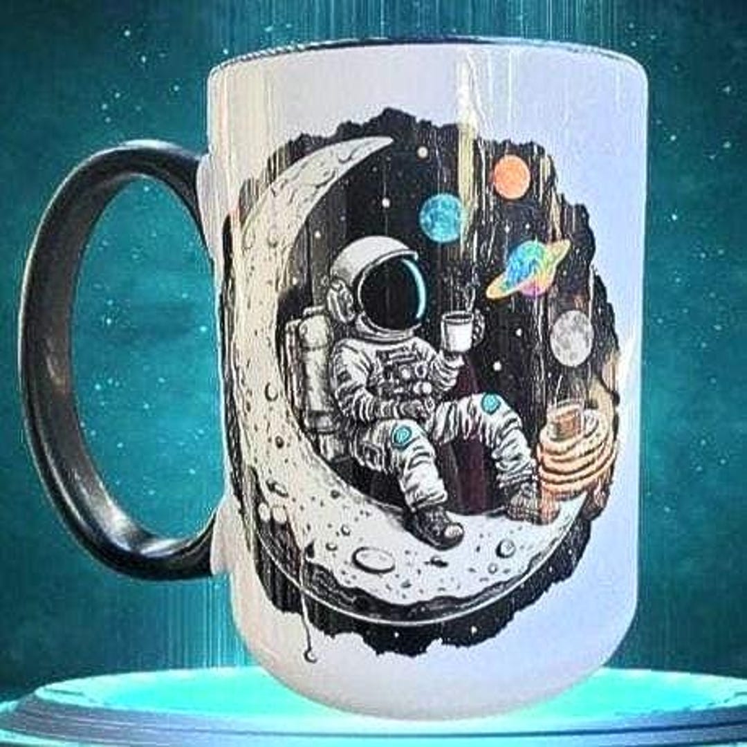 Astronaut in Space Mug With Black Handle - Etsy