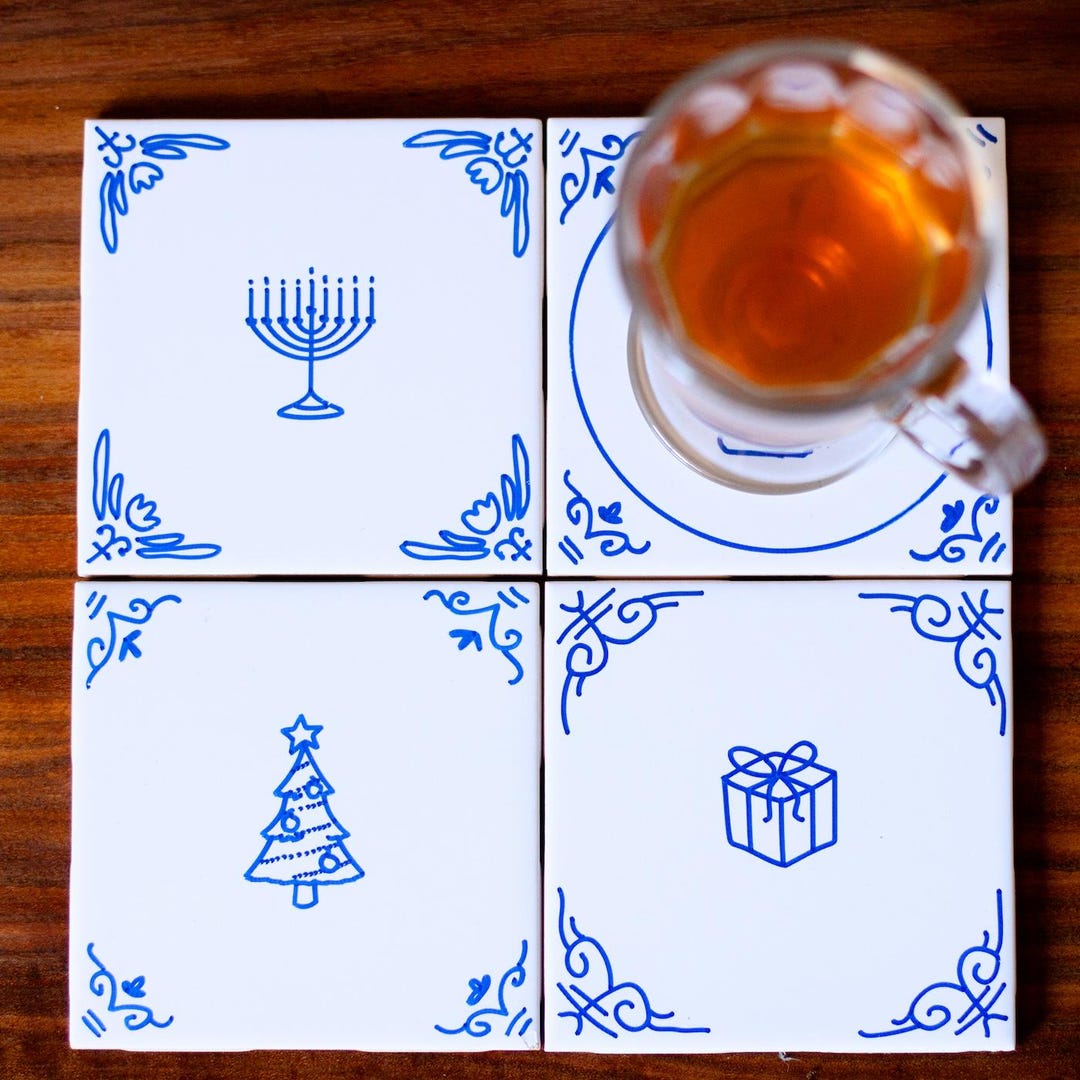 Custom Delft Christmas Tile With Text - Etsy