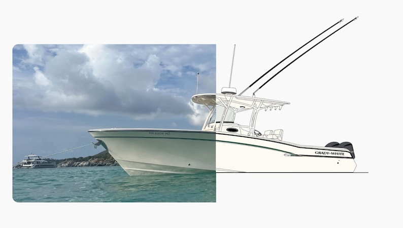 Custom Boat Drawing, Boat Vector Line Art, Boat Illustration – Convert ...
