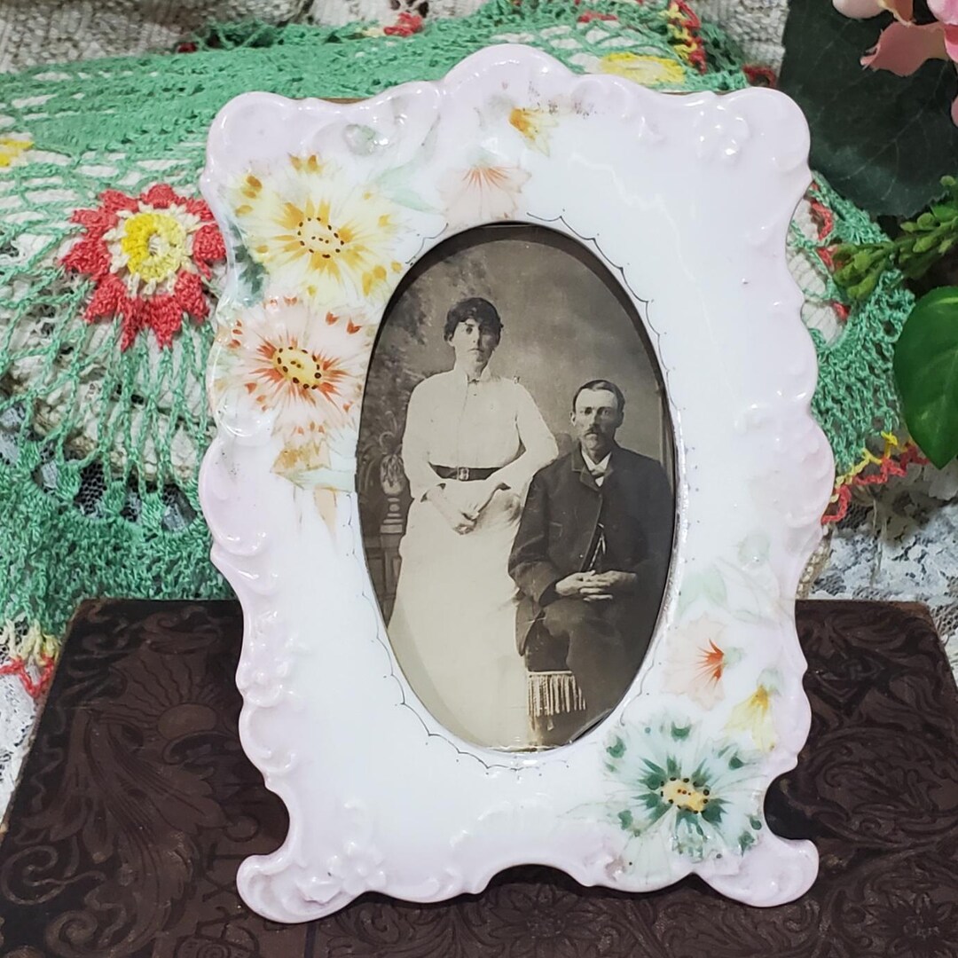 Antique Porcelain Frame: Hand Painted, 1900s Couple Portrait, & George ...